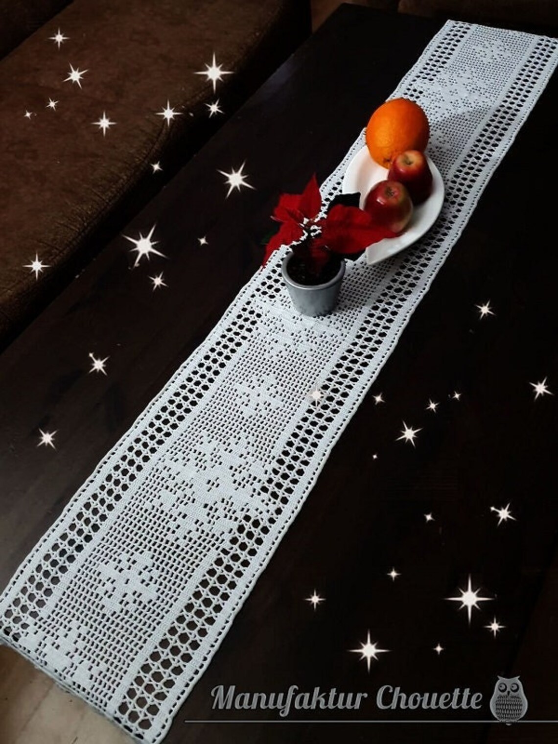 Narrow Table Runner Snowfall, Winter Collection, PDF Crochet Pattern ...