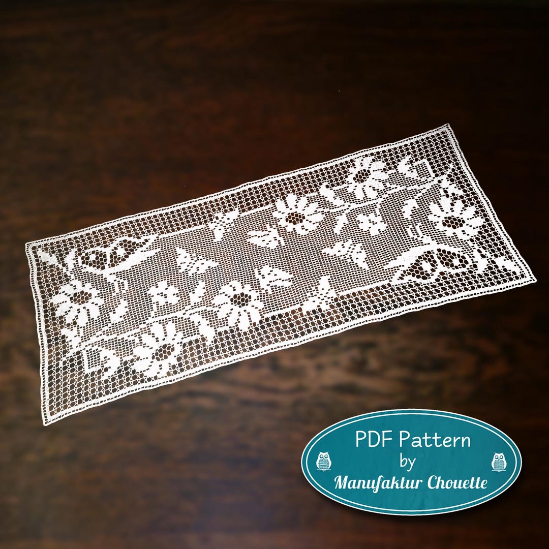 Table Runner "butterflies", PDF Crochet Pattern, Spring Collection ...