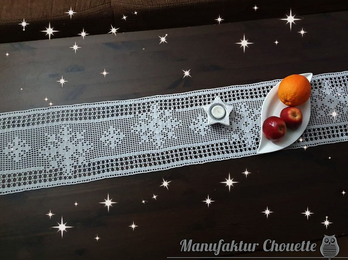Narrow Table Runner Snowfall, Winter Collection, PDF Crochet Pattern ...