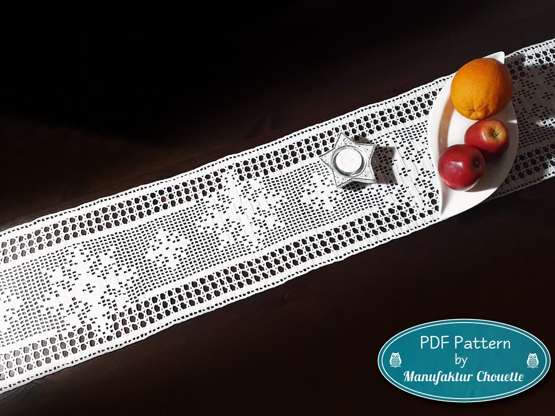Narrow Table Runner Snowfall, Winter Collection, PDF Crochet Pattern ...