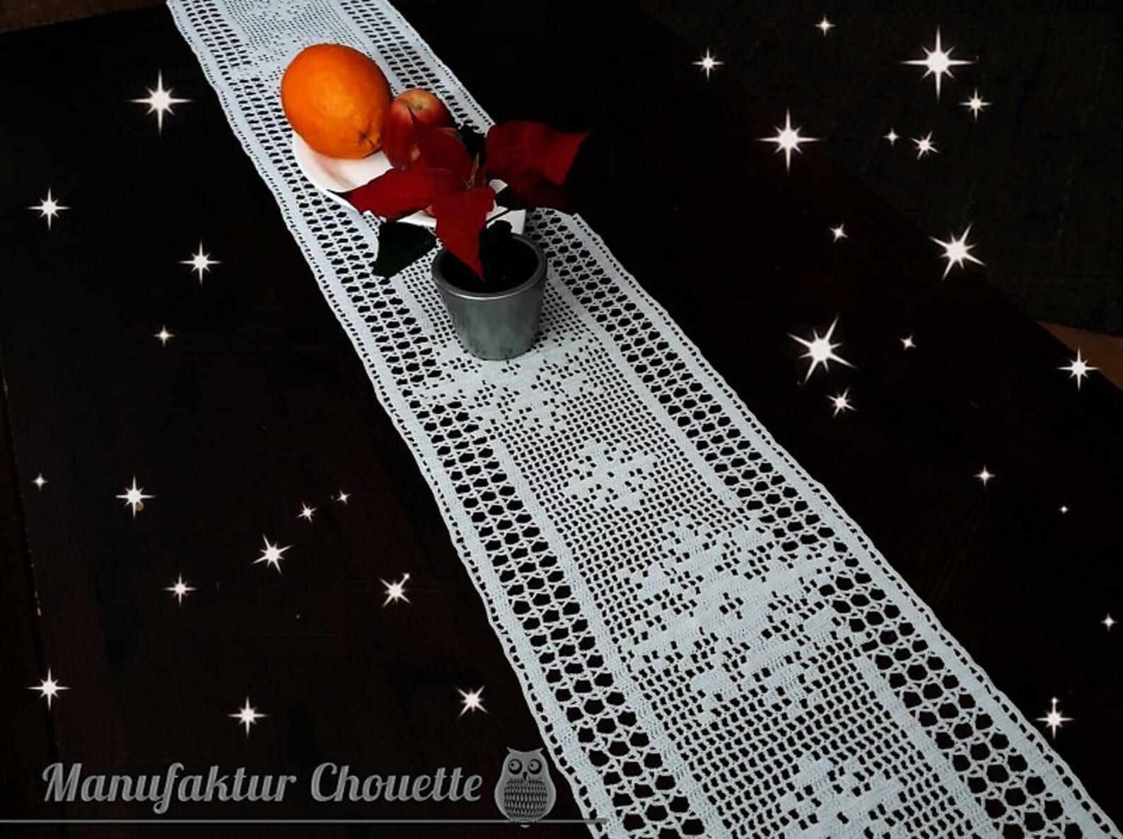 Narrow Table Runner Snowfall, Winter Collection, PDF Crochet Pattern ...