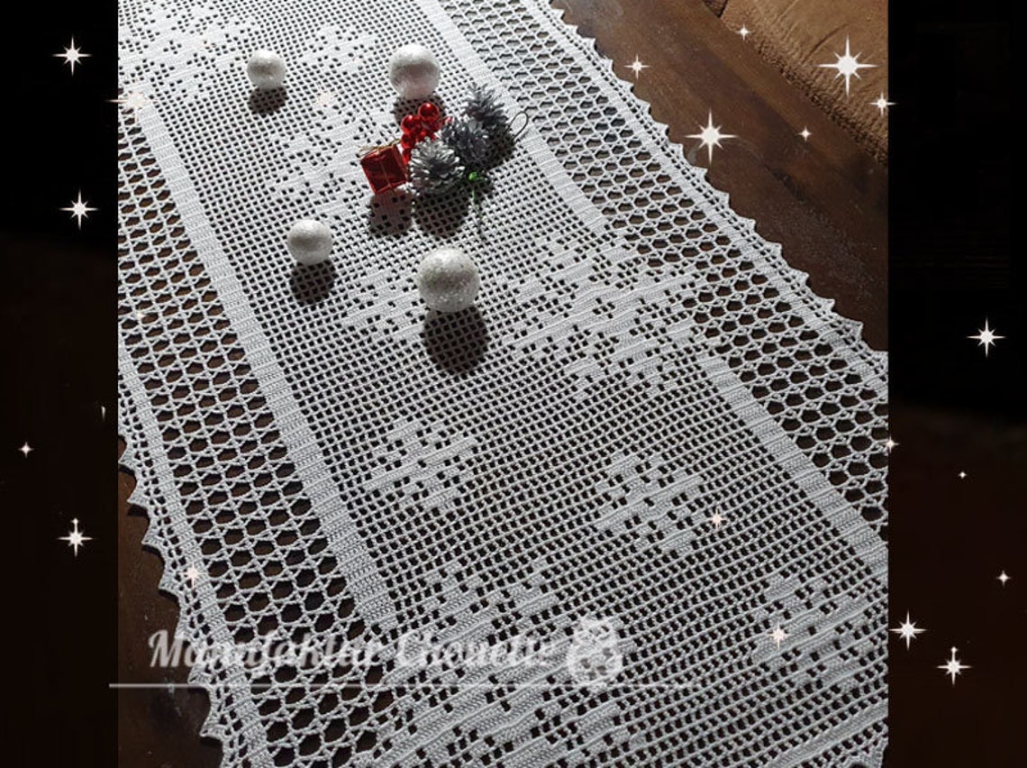 Table Runner Snowfall, PDF Crochet Pattern German & English, Winter ...