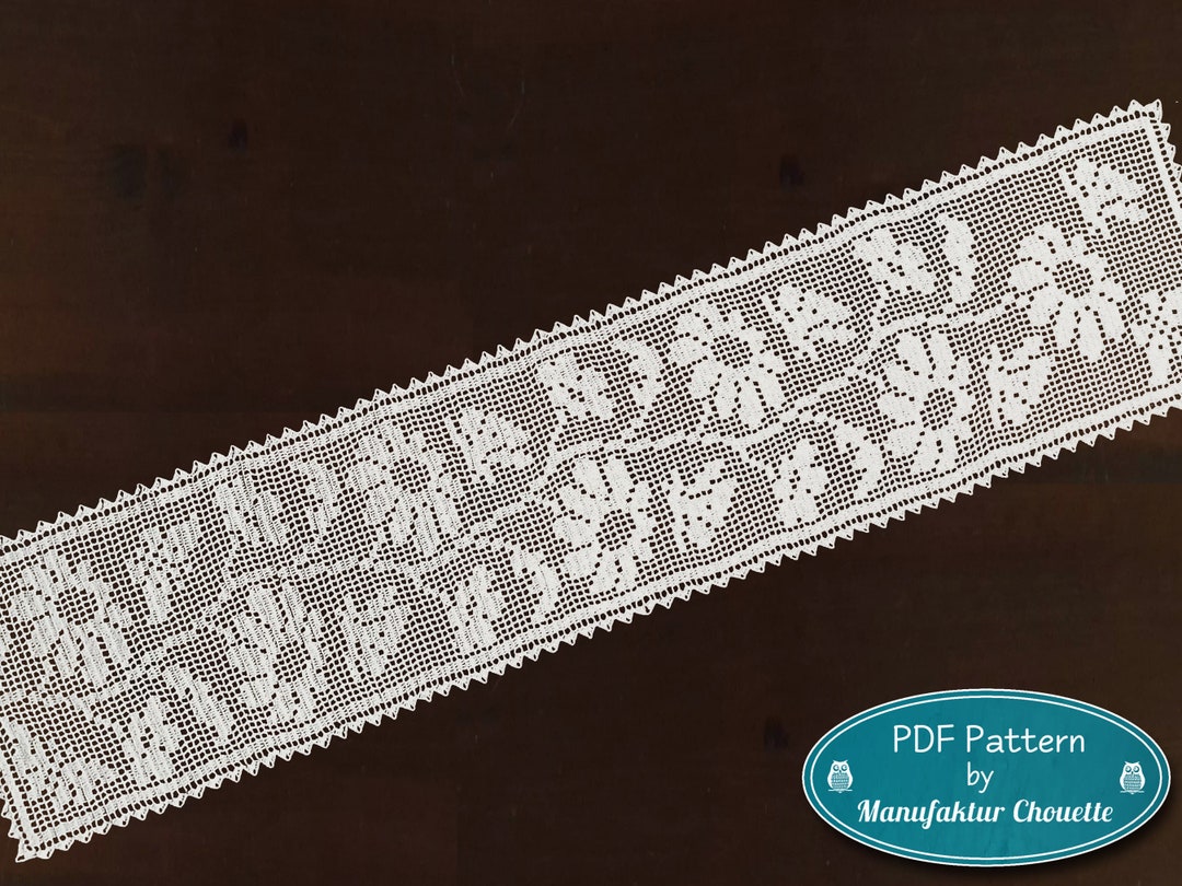 Narrow Table Runner "butterflies", Spring Collection, Crochet Pattern ...