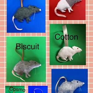 Cotton the Rat- White Rat With Red Eyes- Felt Decoration- Red Eyed Rat ...