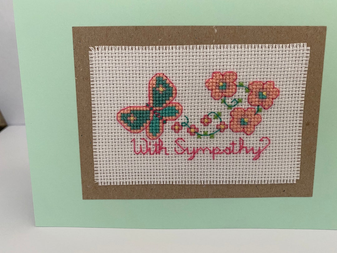 Sympathy Card- Sympathy Cross Stitch Card- Sending Sympathy- Butterfly ...