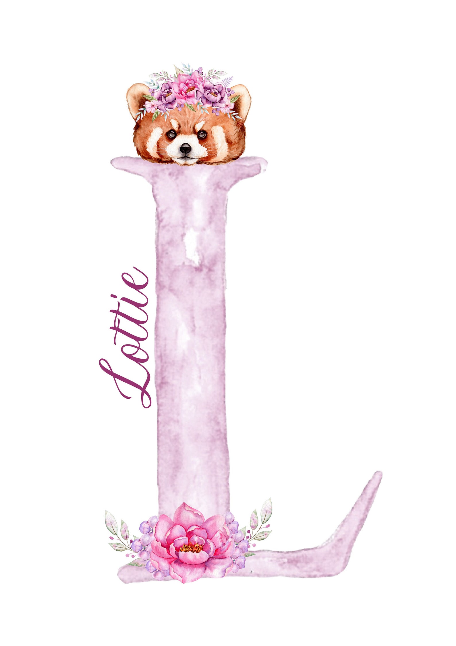 Red Panda Personalised Letter Print | Etsy