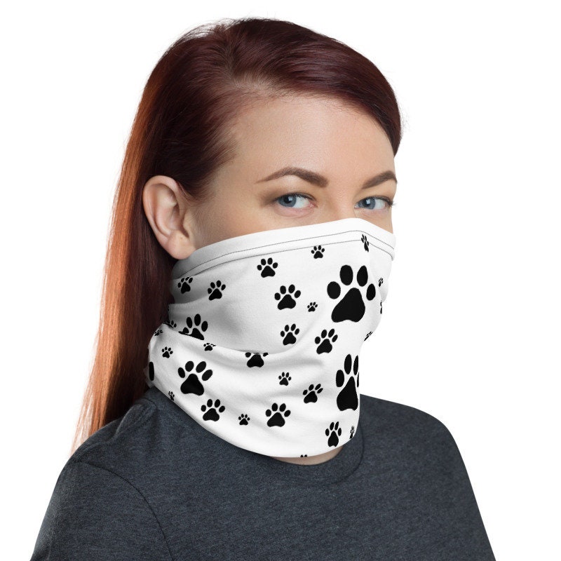Dog Paw Prints Neck Gaiter, Face Covering, Headband, Bandana, Wristband ...