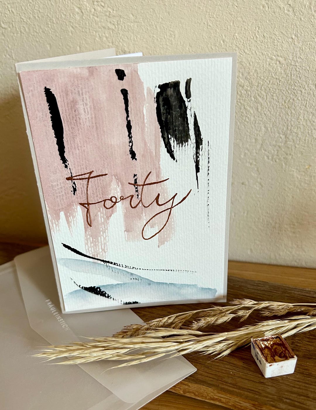 Personalized Watercolor Farewell Card, Folded Card With Floral Wreath ...