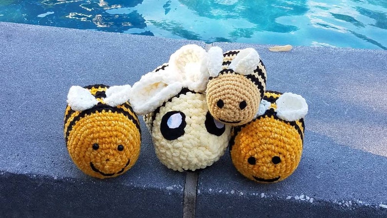 Smiling Summer Bee Family Snuggly Gift Bumble Bee Gifts Crochet Bee ...