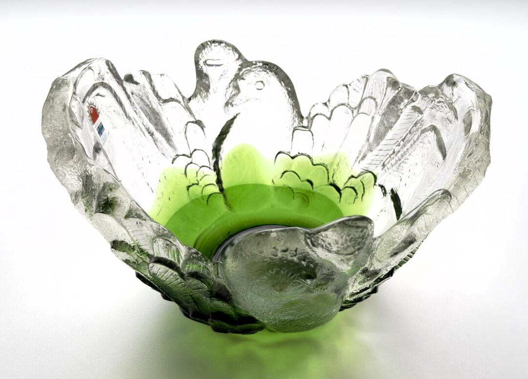 Humppila Pigeon (kyyhky) Glass Bowl Vintage Green Signed Art Glass by ...