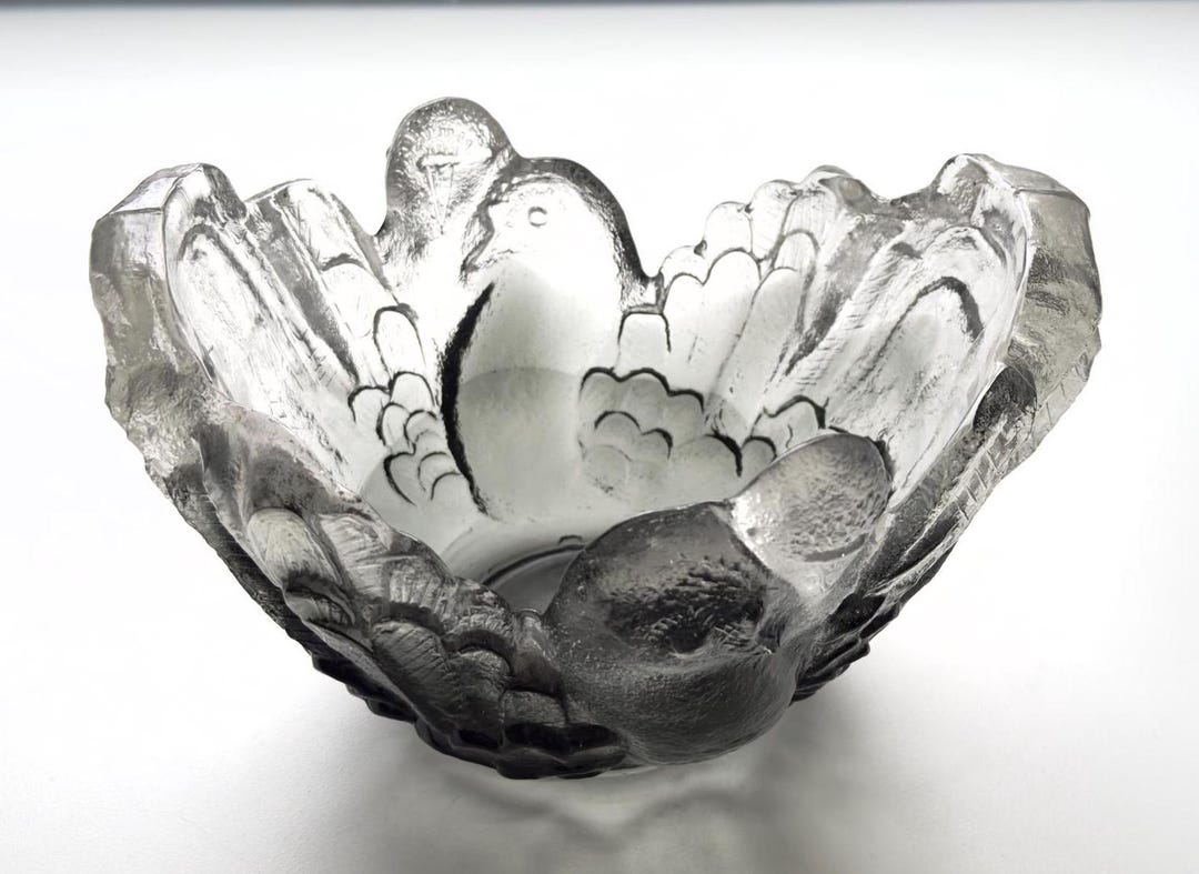 Humppila Pigeon (kyyhky) Glass Bowl Vintage Grey Signed Art Glass by ...