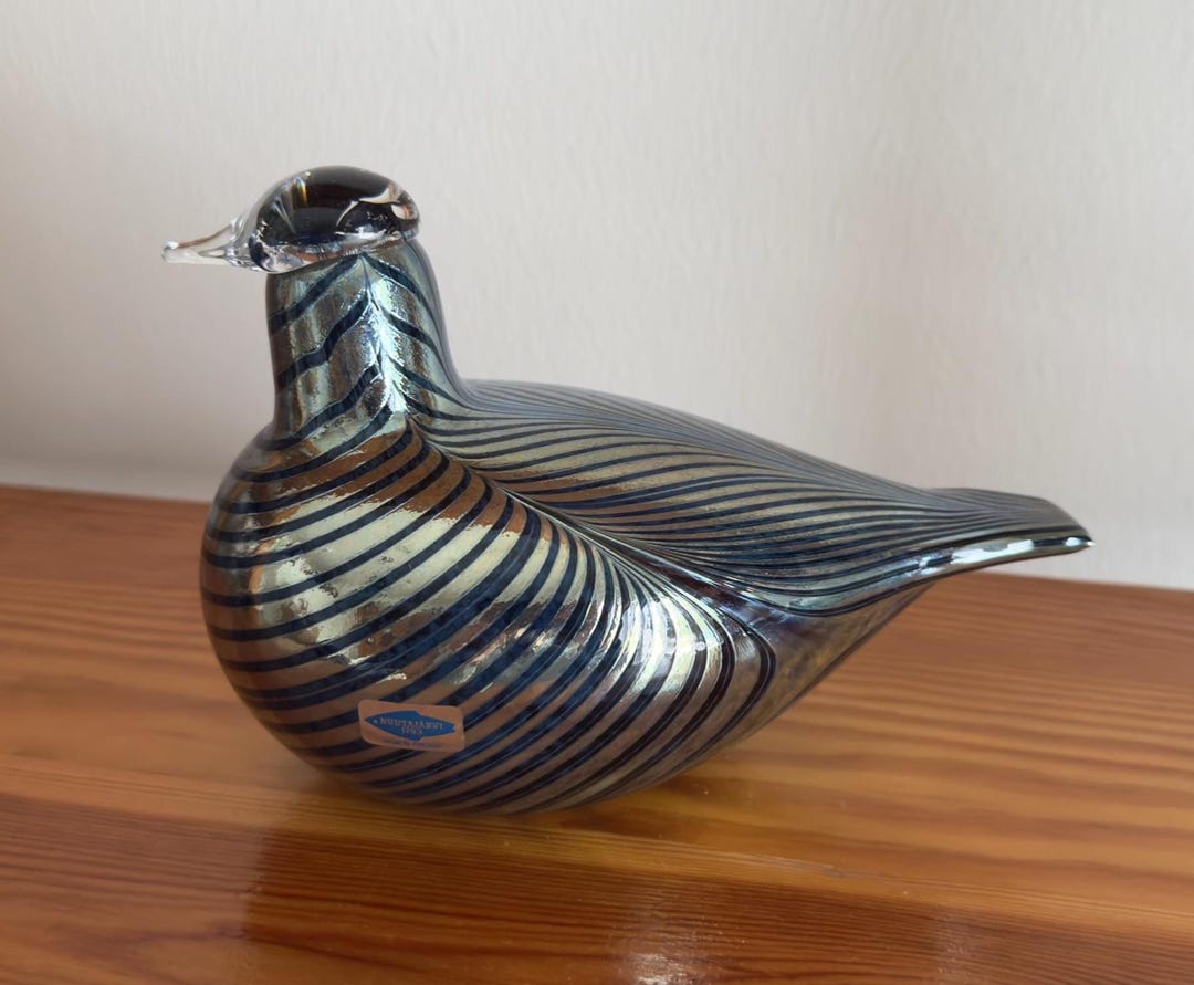 Oiva Toikka Atlas Glass Bird KOP Medium Company Bird Rare Blue and ...