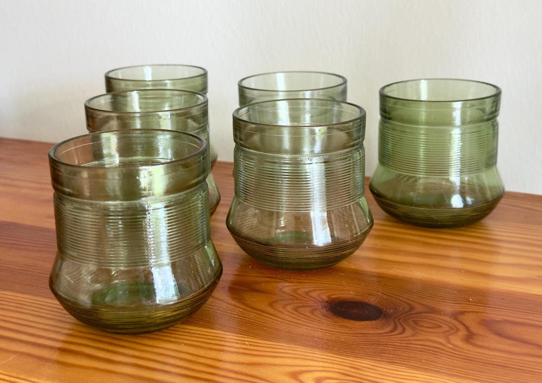 Karhula-iittala Six Tumbler Glasses Vintage Mustard Drinking Glass Made ...