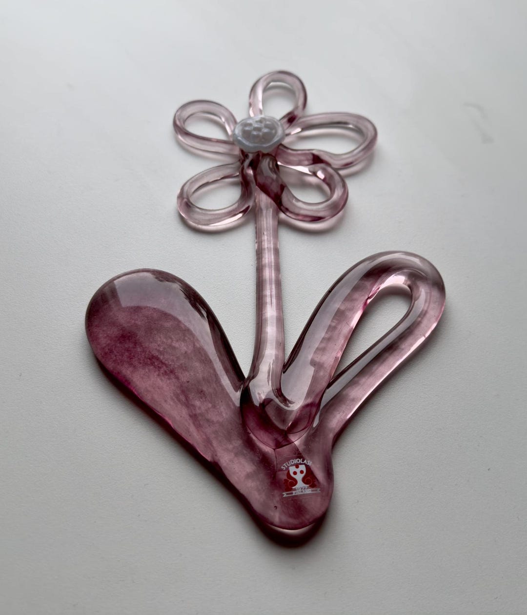 Studiolasi Pink Glass Flower Hanging Window Decoration in Original Box Vintage Art Glass ...