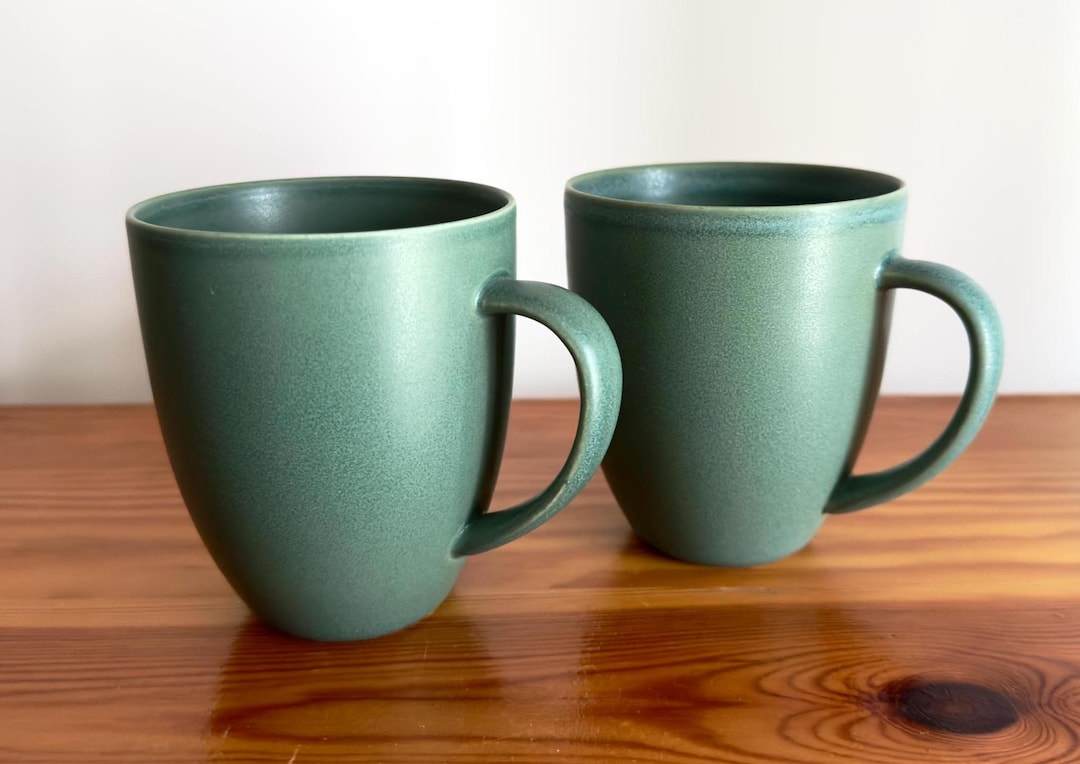 Arabia Finland 24H Two Mugs for Tea Coffee Cocoa Original Green Vintage ...