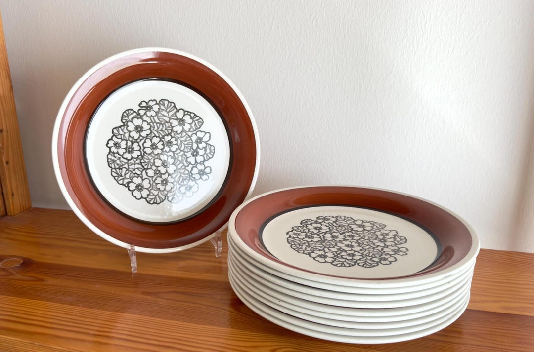 Gefle Agneta Two Dinner Plates 24 Cm Vintage Hand Painted Swedish ...