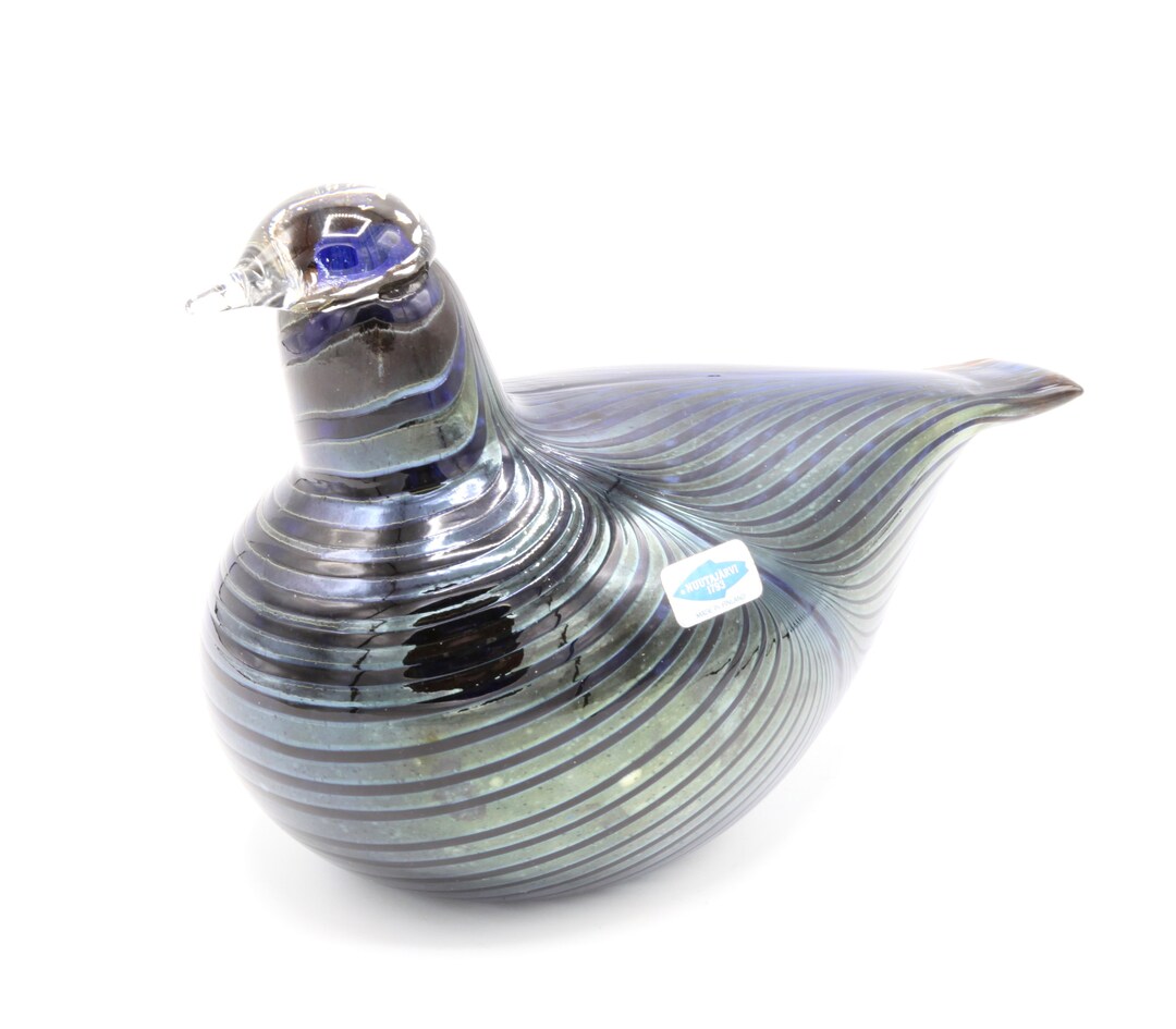 Oiva Toikka Atlas Art Glass KOP Medium Company Bird Rare Blue Silver ...