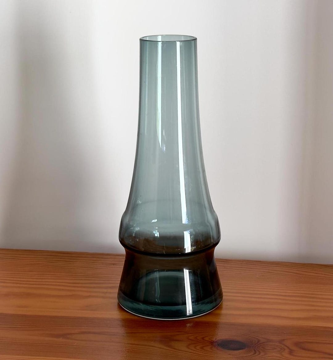 Riihimäen Lasi Piippu Tall Vase Rare Vintage Blue-grey Design Glass by ...