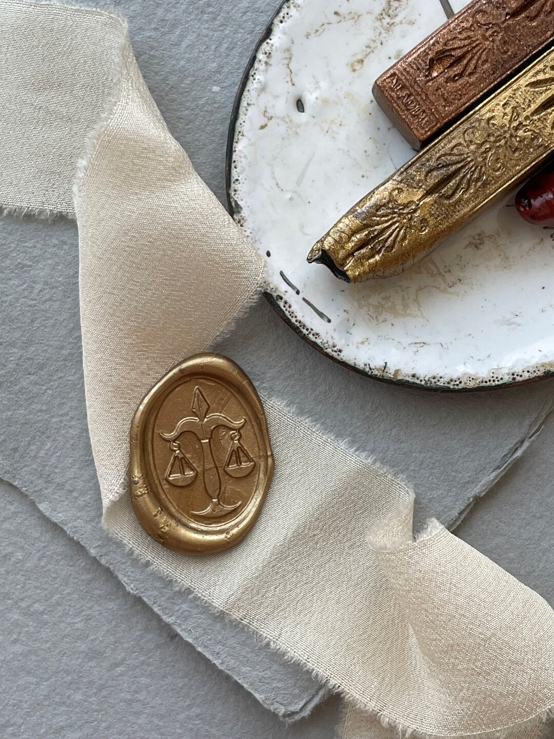 Mini Oval Libra French Antique Self Adhesive Wax Seals PACK OF 10 SEALS ...