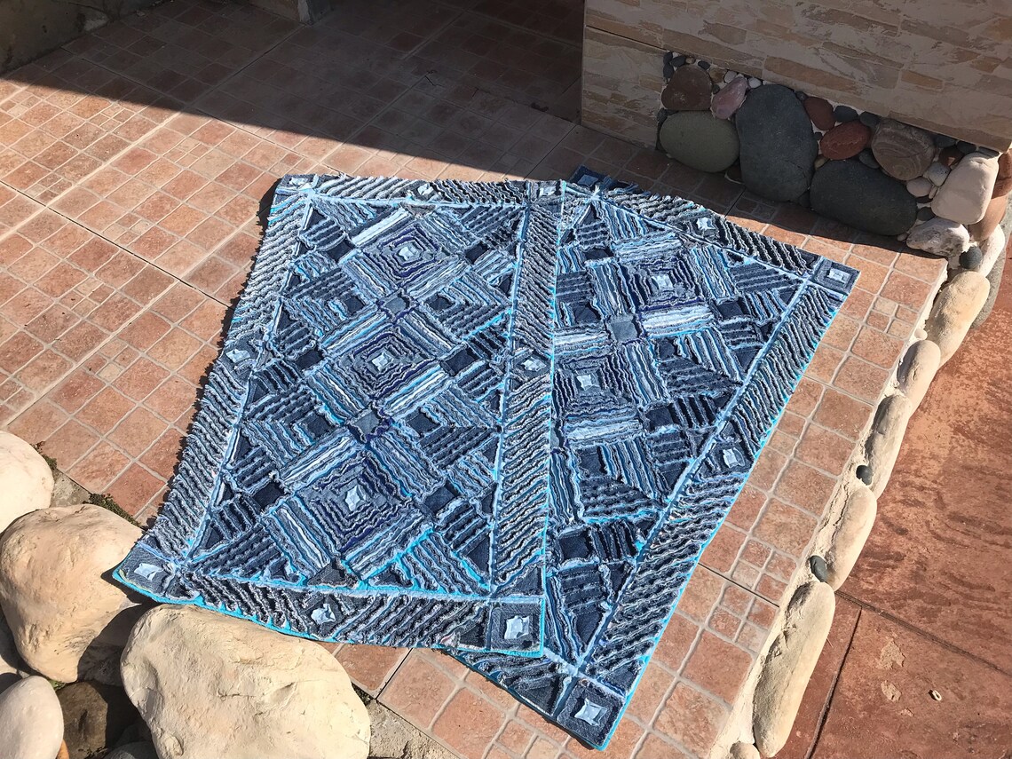 Set Two Denim Rugs Super Soft Chenille Rag Rug Throw Rug Kitchen Rug ...