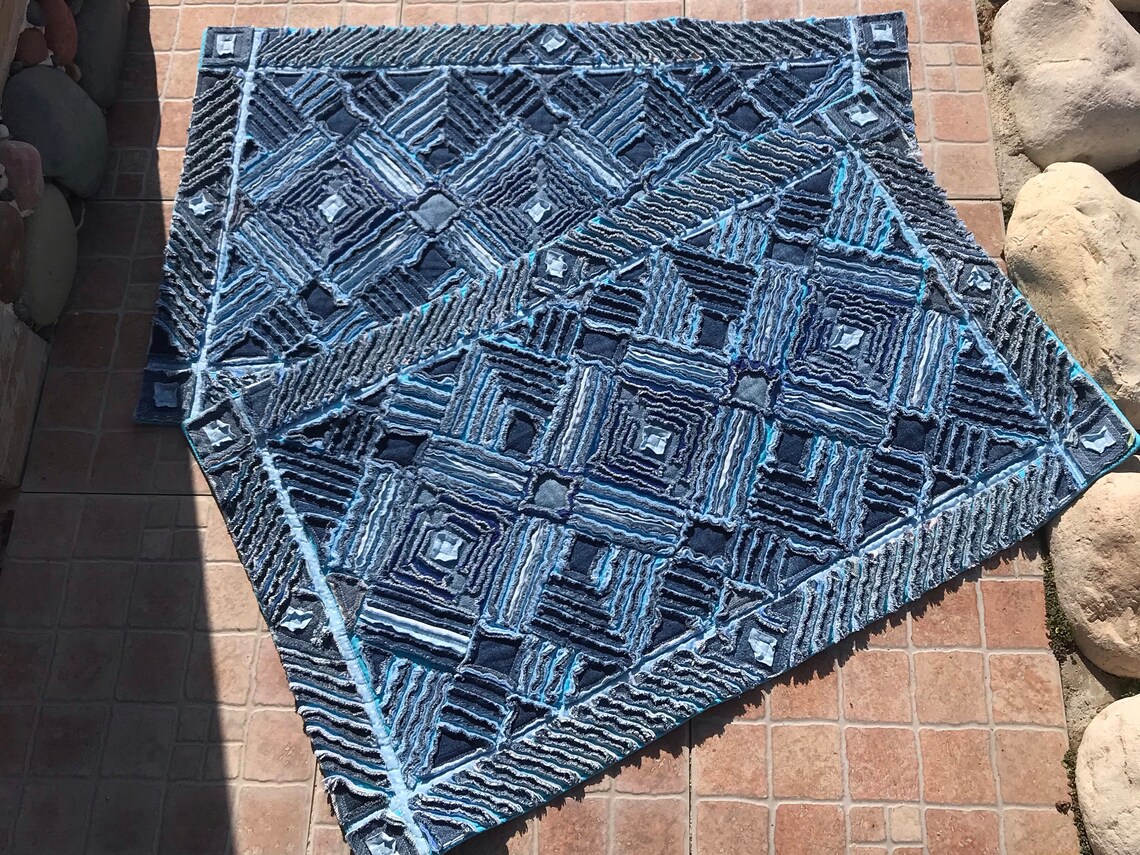 Set Two Denim Rugs Super Soft Chenille Rag Rug Throw Rug Kitchen Rug ...