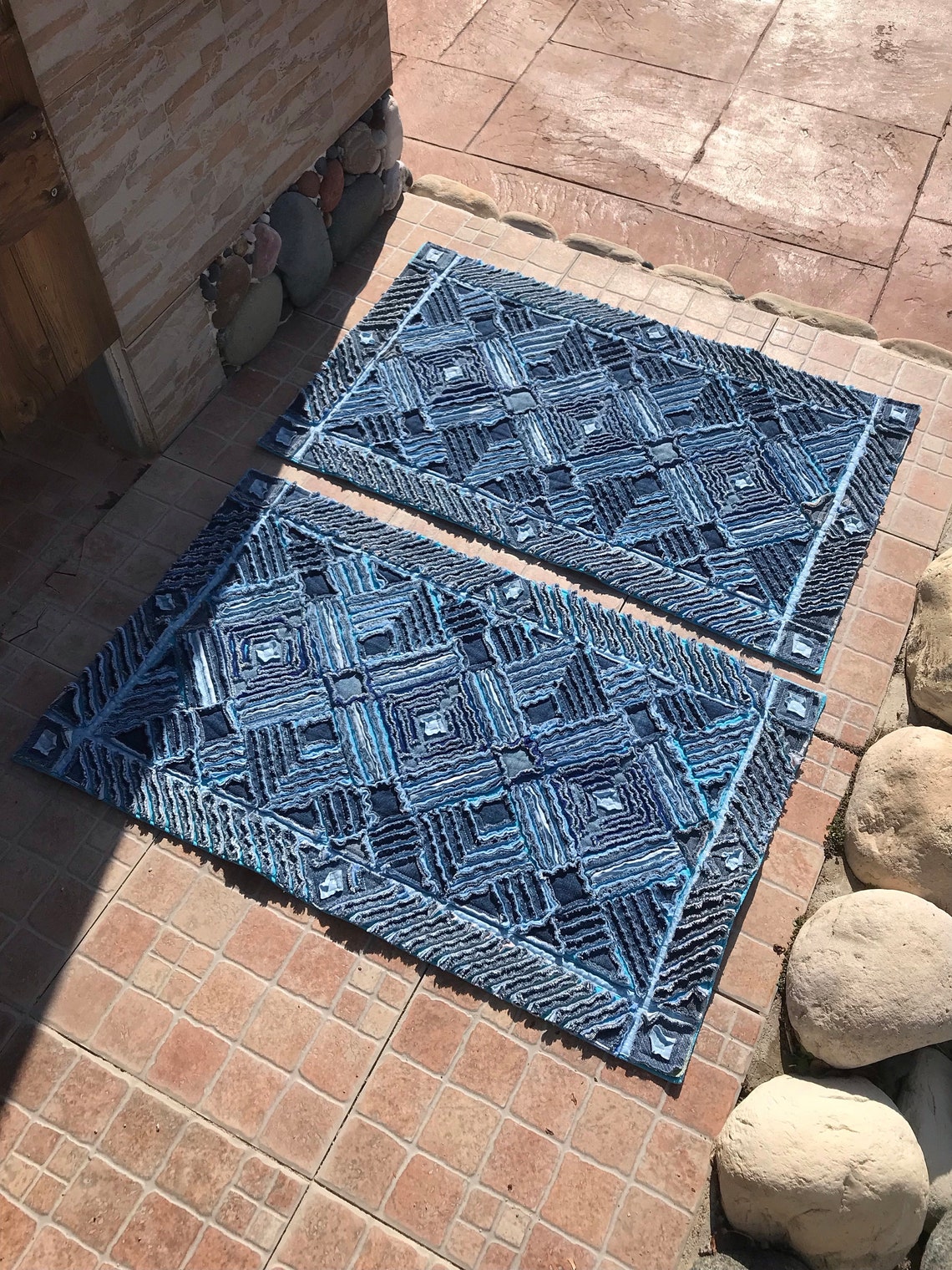 Set Two Denim Rugs Super Soft Chenille Rag Rug Throw Rug Kitchen Rug ...
