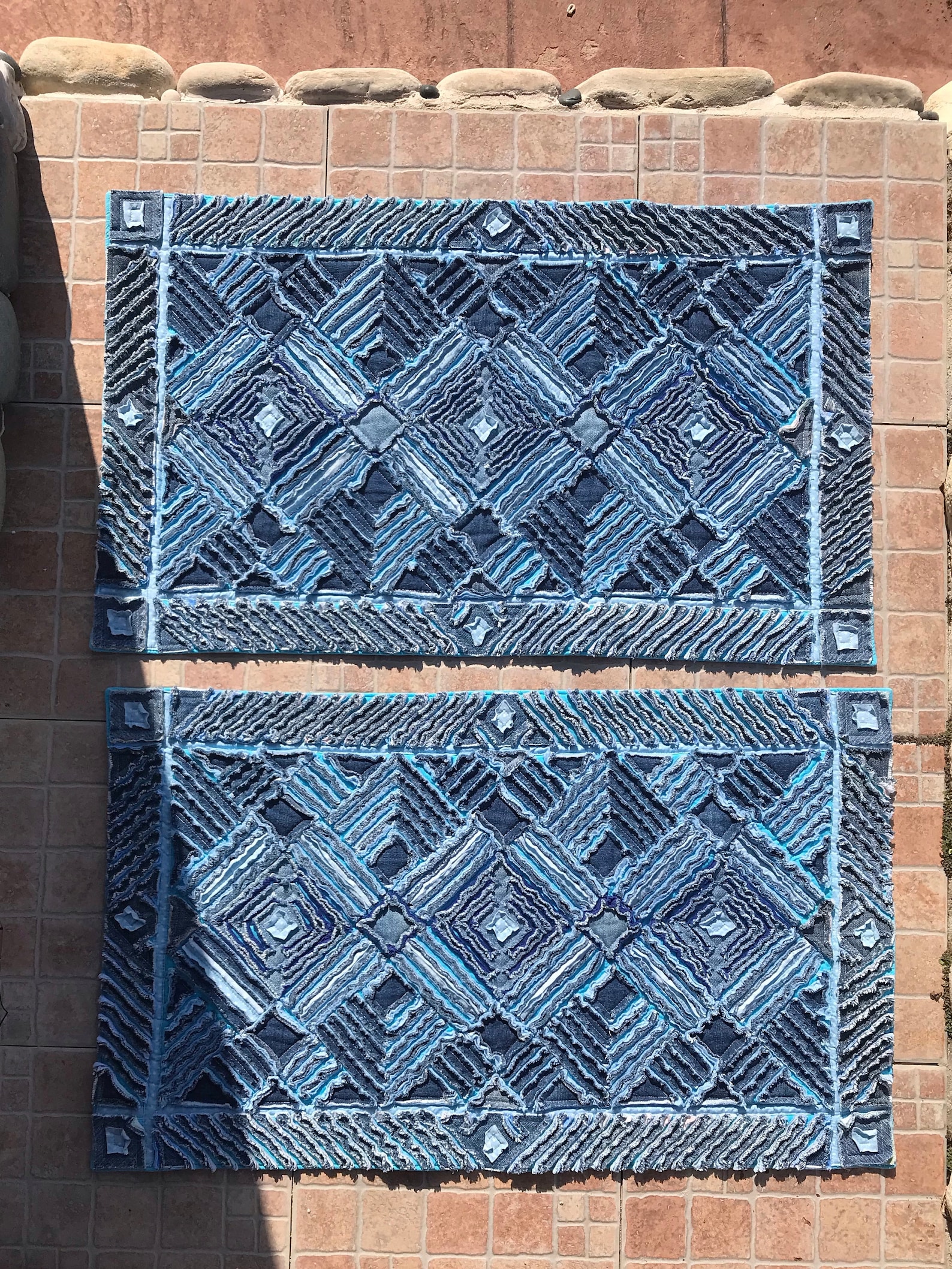 Set Two Denim Rugs Super Soft Chenille Rag Rug Throw Rug Kitchen Rug ...