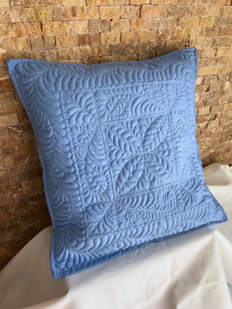 Blue Cushion Sofa Cushion Quilted Decorative Sofa Cushion Cotton Fabric Cushion Decorative ...