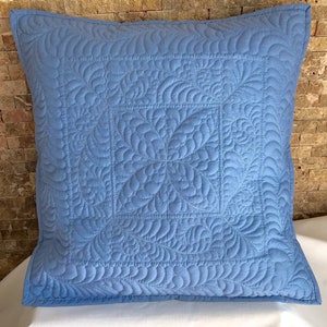 Blue Cushion Sofa Cushion Quilted Decorative Sofa Cushion Cotton Fabric Cushion Decorative ...