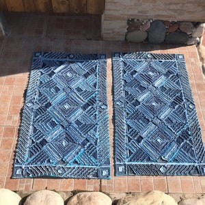 Set Two Denim Rugs Super Soft Chenille Rag Rug Throw Rug Kitchen Rug ...