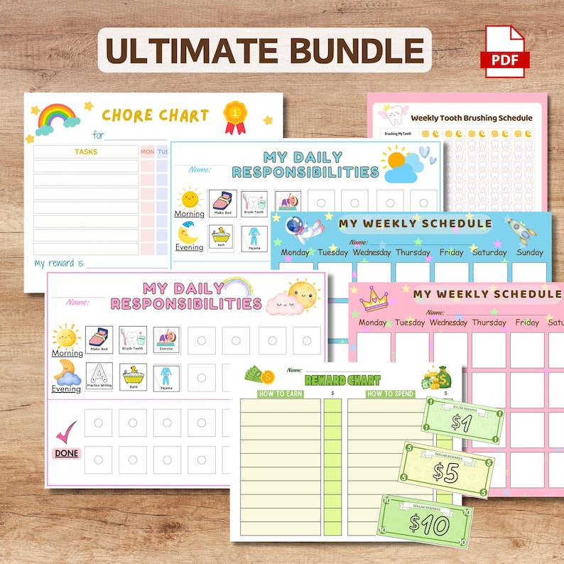 Daily Routine Chore Chart for Kids - Responsibility & Reward Chart ...