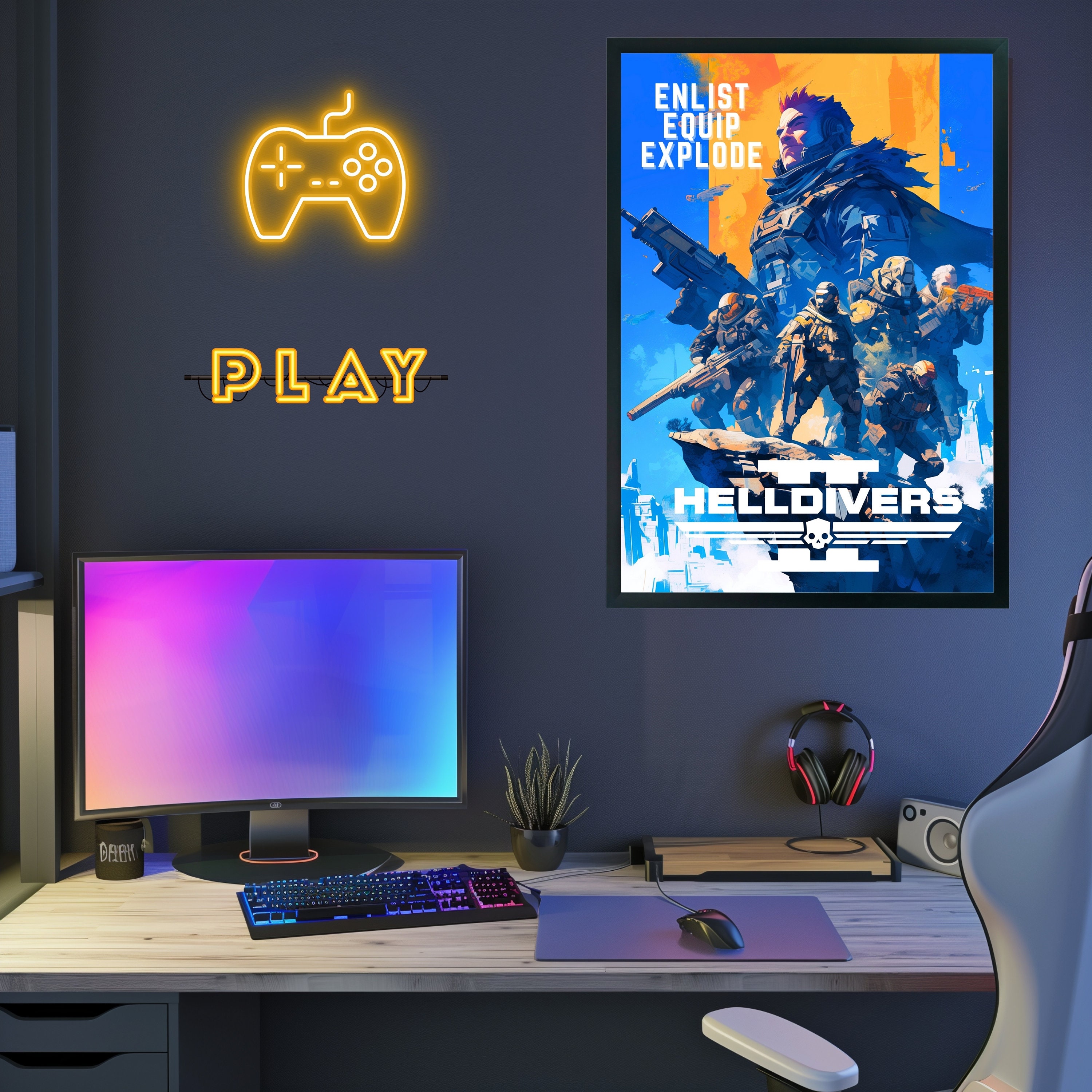 Helldivers 2 Wall Art Video Game Poster Gift 2 Digital Files Hell ...