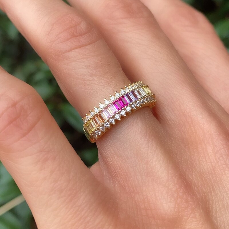Geometric Multi Color Ring Etsy