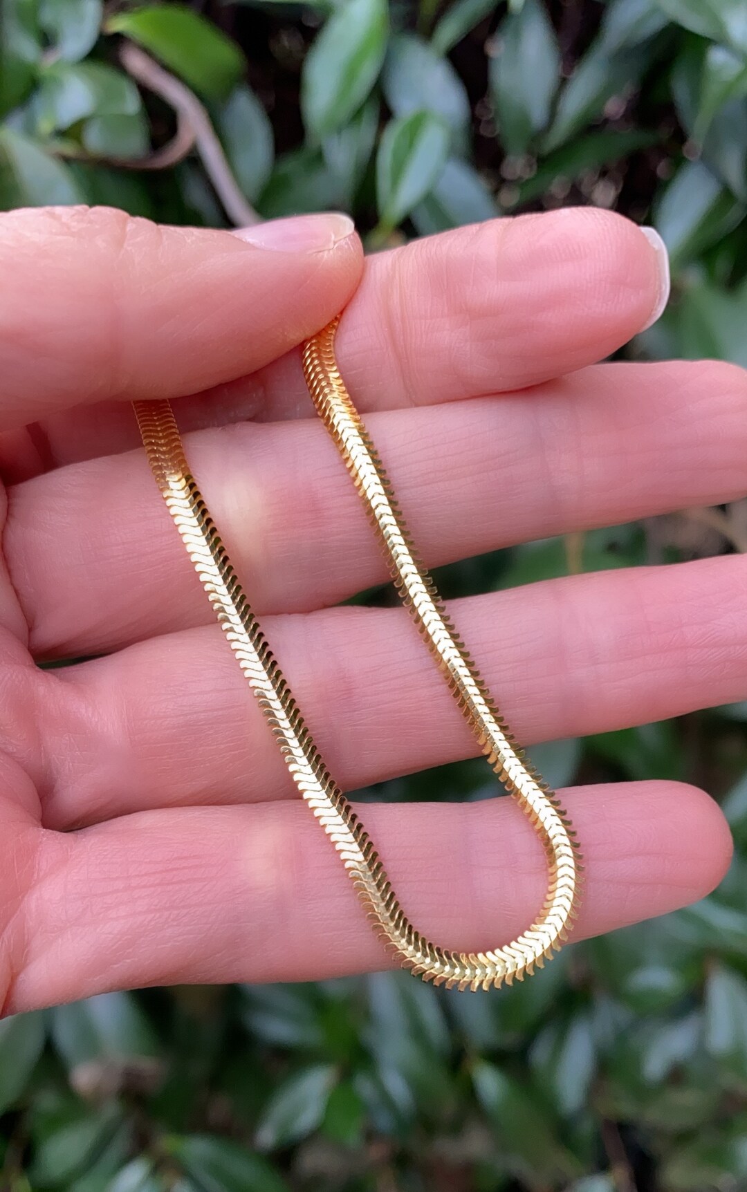 Gold Snake Necklace - Thick Snake Chain- Thick Herringbone Chain- 925 ...