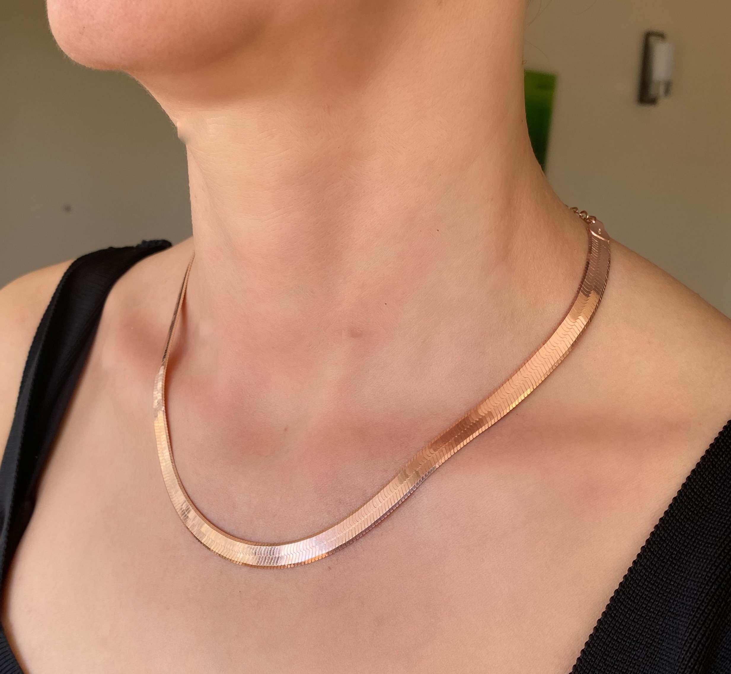 Rose Gold Snake Chain Necklace – Sterling Silver Herringbone, Cleopatra ...