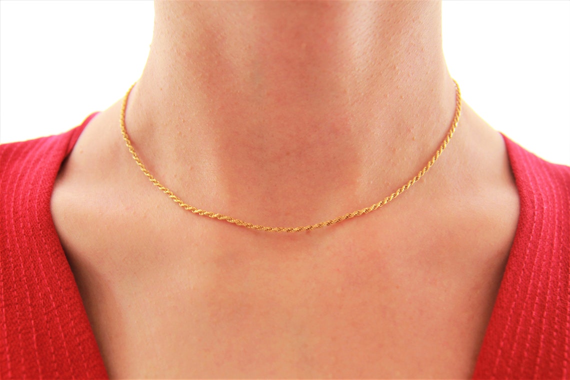 18 K Italian Rope Chain / Sterling Silver / Rope Chain / - Etsy