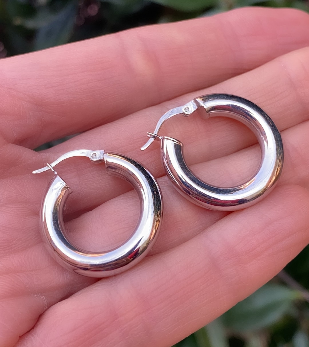 Pipe Hoops- Silver Tube Hoop Earrings-tube Silver Hoops- Thick Round ...