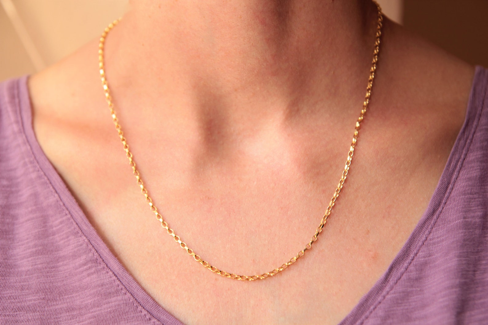 Simple Long Gold Chain Necklace Minimalist Gold Necklace | Etsy