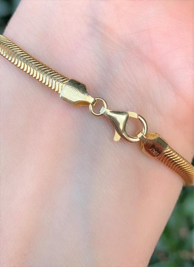 Gold Snake Chain Bracelet- Round Snake Chain- Thick Herringbone Chain ...