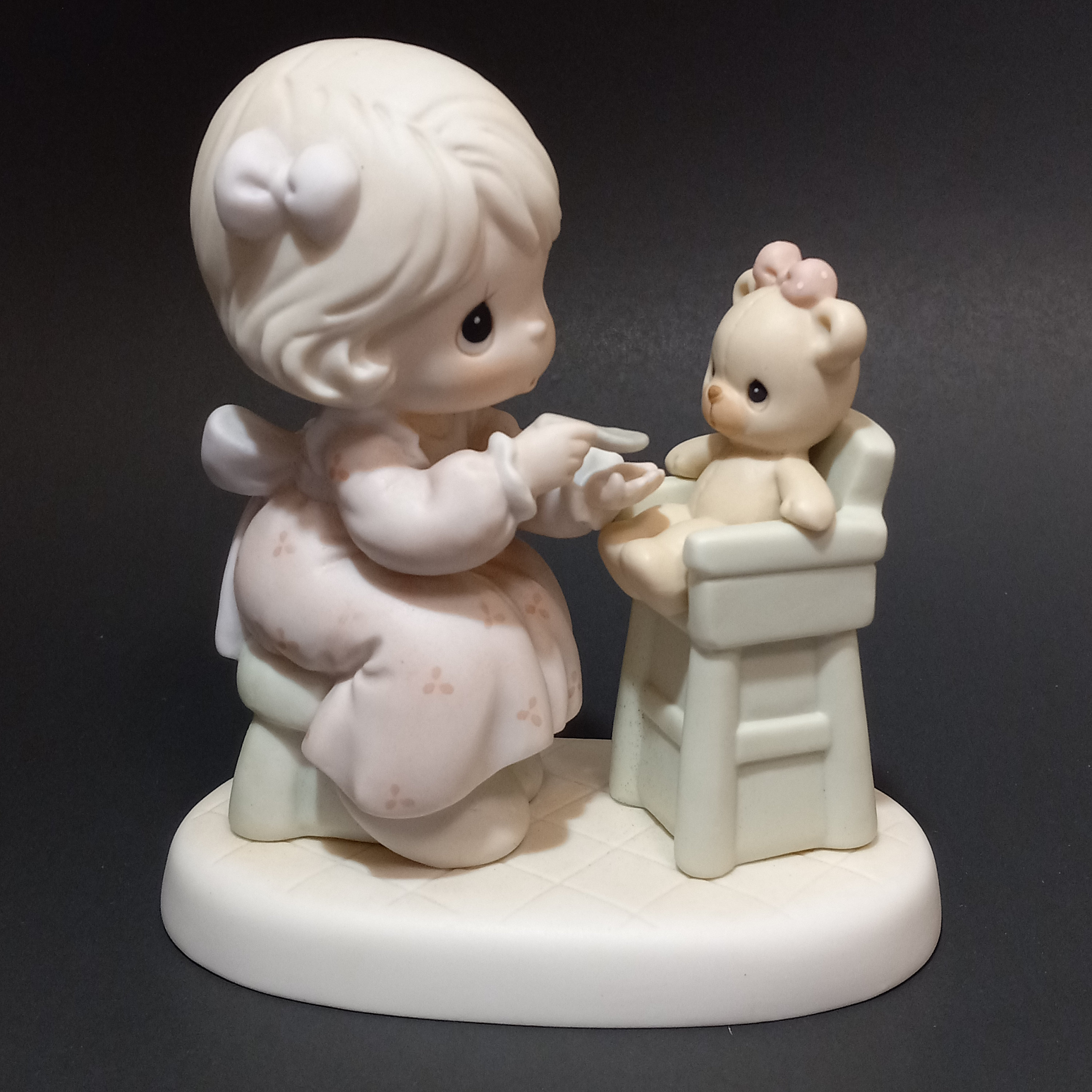 Precious Moments "sharing" Little Girl Feeding Teddy Bear -1994 Members ...