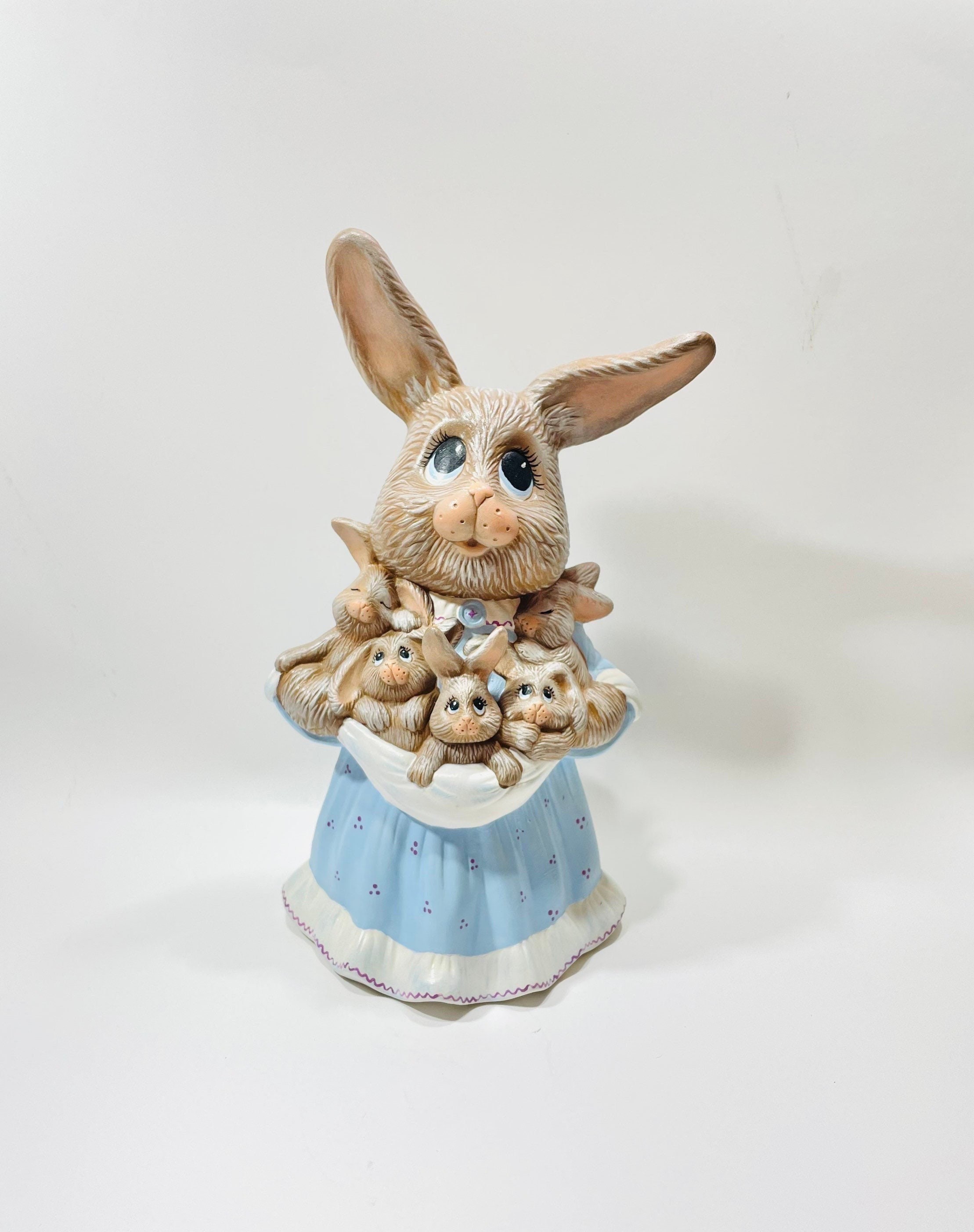 Vintage 12 Ceramic Mother Rabbit With Baby Bunnies and Cotton Tail ...