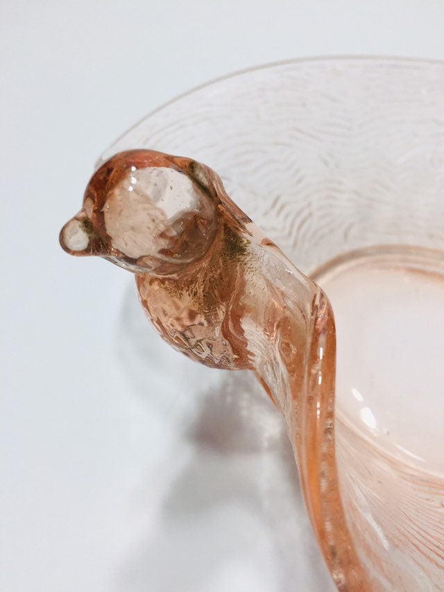 Pink Depression Candy Dish With Birds in Flight 8 - Etsy