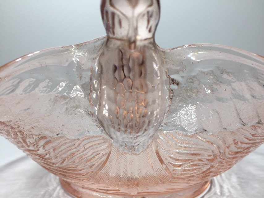 Pink Depression Candy Dish With Birds in Flight 8 - Etsy