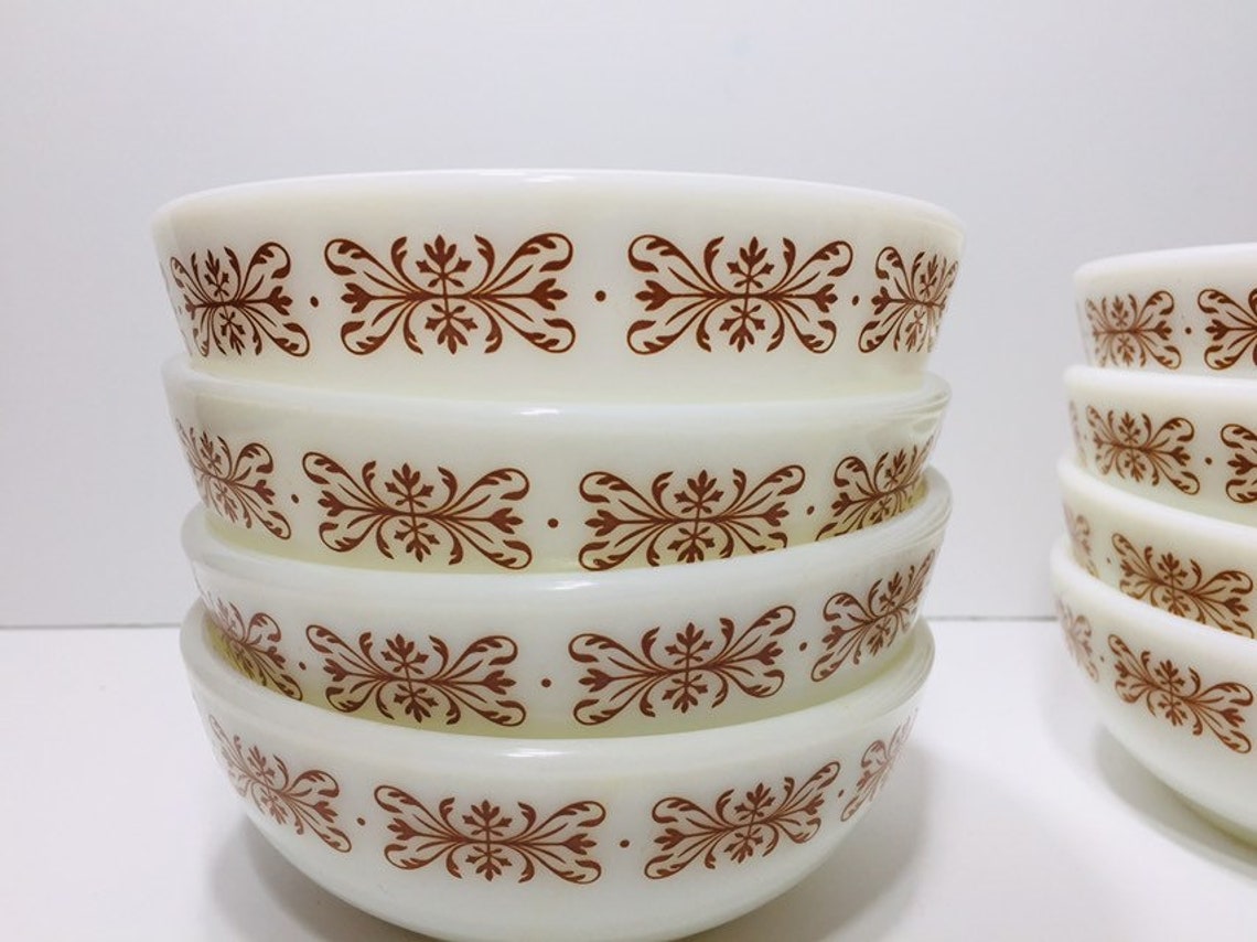 Pyrex Set of 8 Copper Filigree Pattern Cereal Bowls 5.5 - Etsy