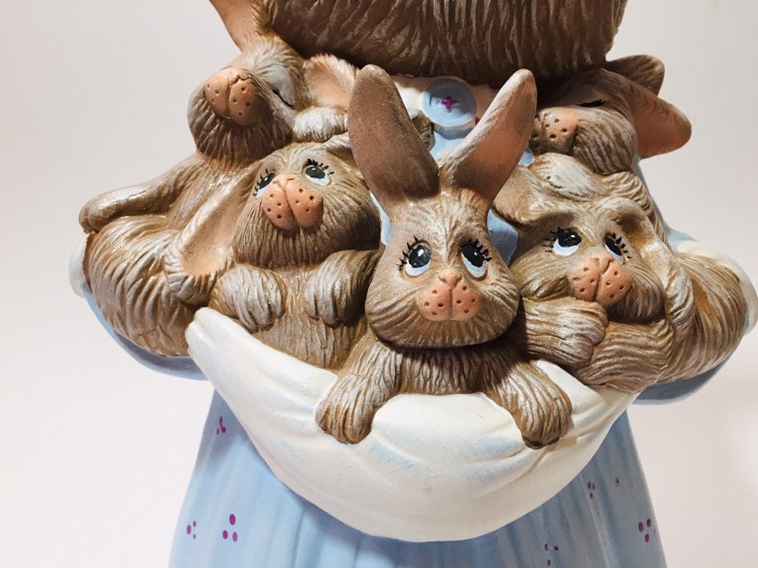 Vintage 12 Ceramic Mother Rabbit With Baby Bunnies and Cotton Tail ...