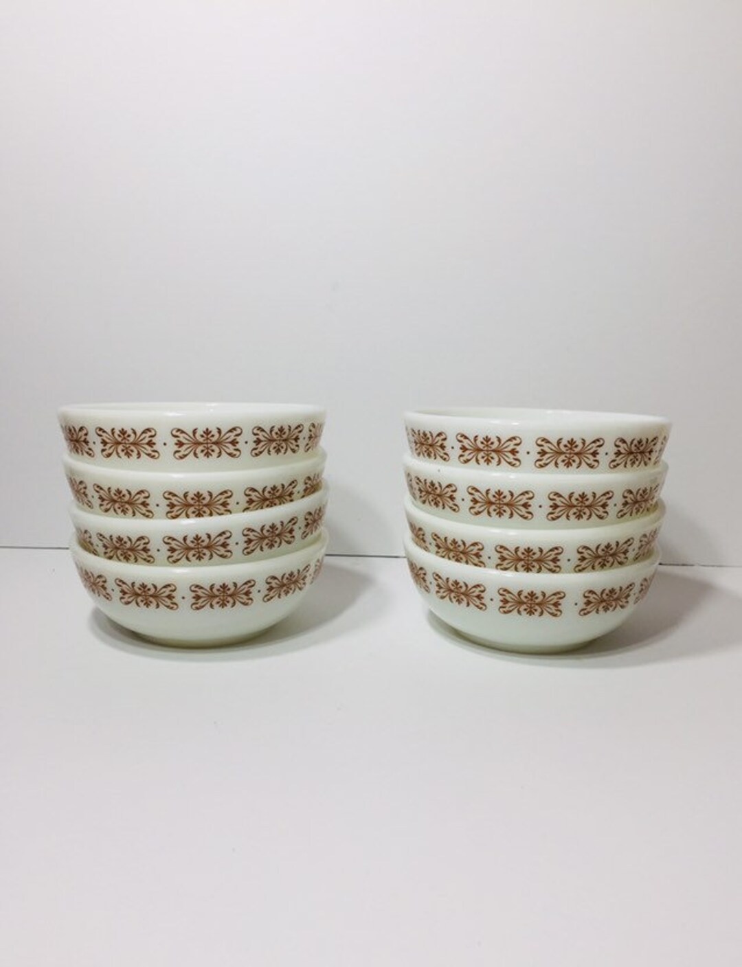 Pyrex Set of 8 Copper Filigree Pattern Cereal Bowls 5.5 Tableware 705 ...