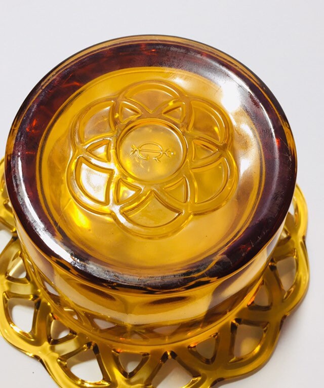 Vintage Imperial Glass Amber Candy Dish Compote With Lid and - Etsy