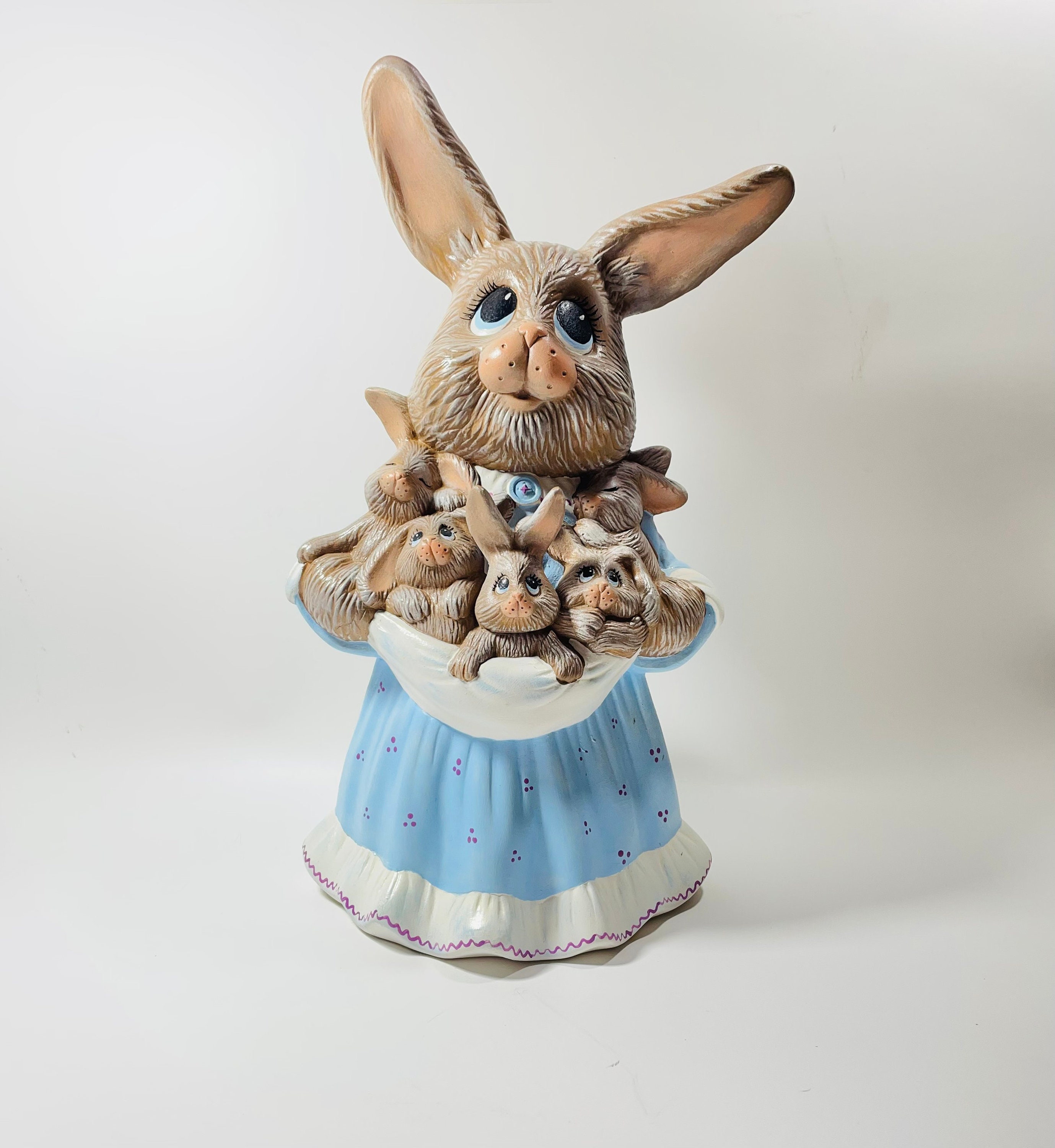 Vintage 12 Ceramic Mother Rabbit With Baby Bunnies and Cotton Tail ...