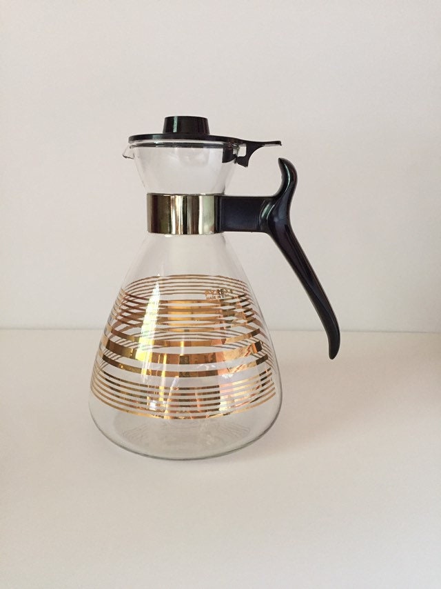 Pyrex Mid Century Modern Coffee Carafe With Basegolden Circular Stripes ...