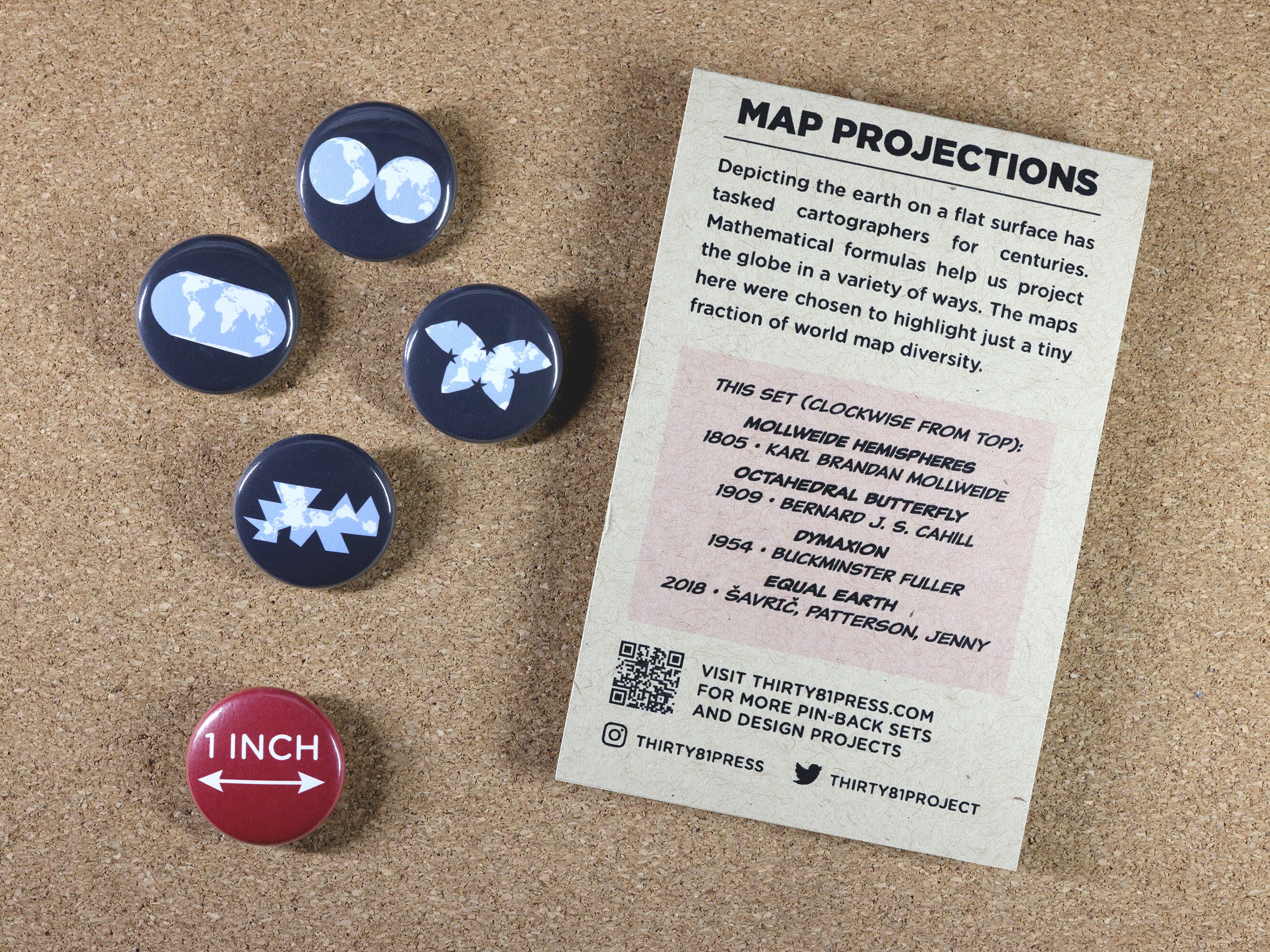 Map Projections Pin-back Button Set - Etsy